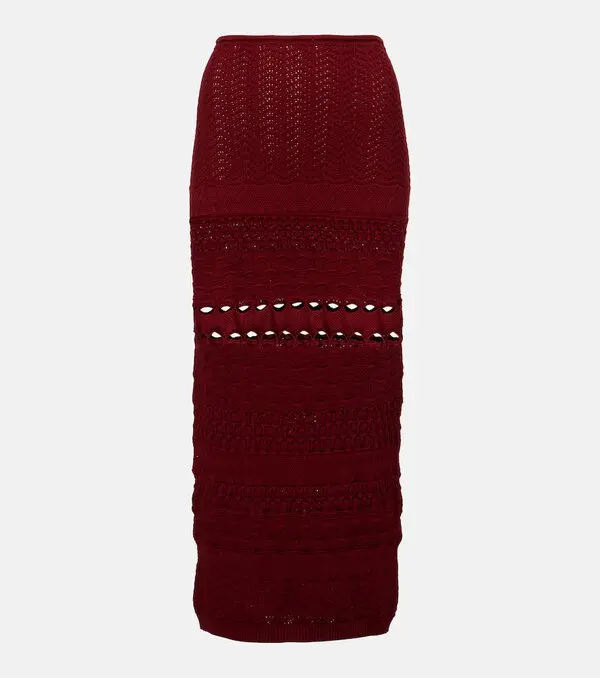 Elie Saab Cut-out Knitted Midi Skirt - Red