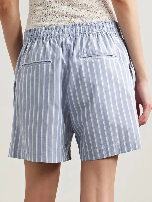 Maria Mcmanus Pleated Striped Organic Cotton Shorts