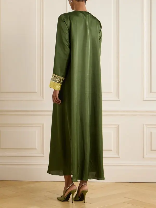 SHATHA ESSA Embellished Silk-blend Gown - Green