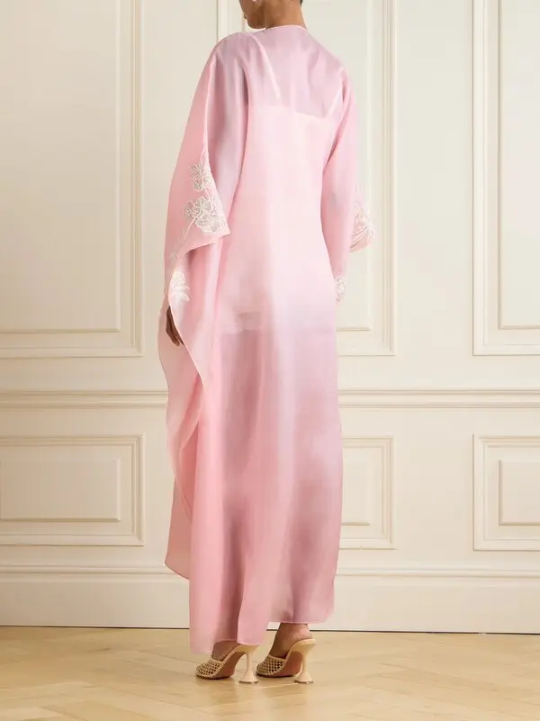 SHATHA ESSA Sequin-embellished Embroidered Organic Silk Wrap Gown