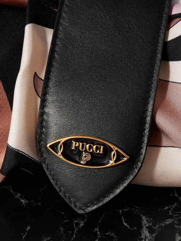 Emilio Pucci Leather-trimmed Knotted Printed Silk-twill Shoulder Bag