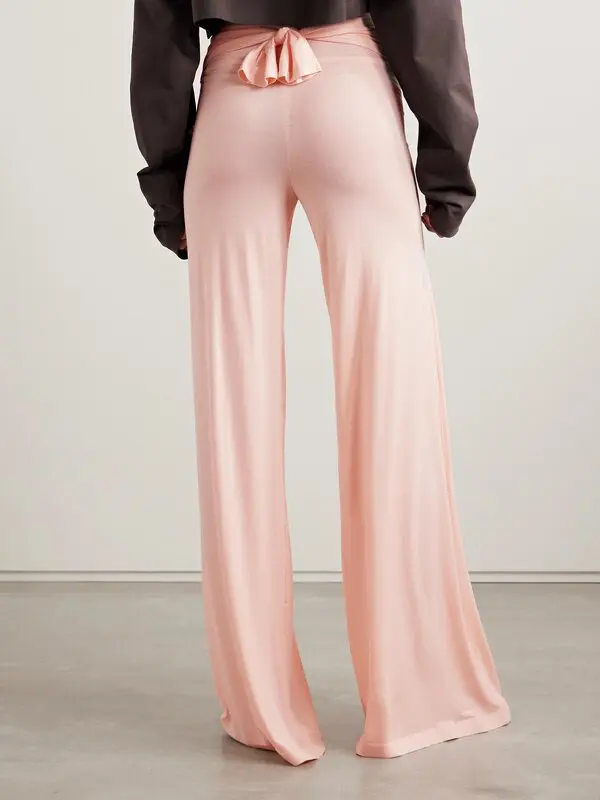 Norma Kamali Elephant Draped Stretch-jersey Wide-leg Pants