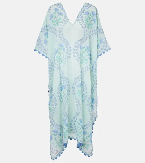 JULIET DUNN Printed Cotton Beach Cover-up - Blue