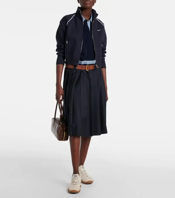 Miu Miu Lace-up Suede-trimmed Sneakers - White