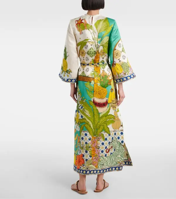 ALEMAIS Hazel Printed Cotton And Silk Maxi Dress