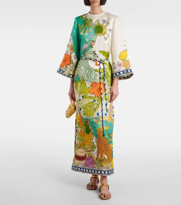 ALEMAIS Hazel Printed Cotton And Silk Maxi Dress