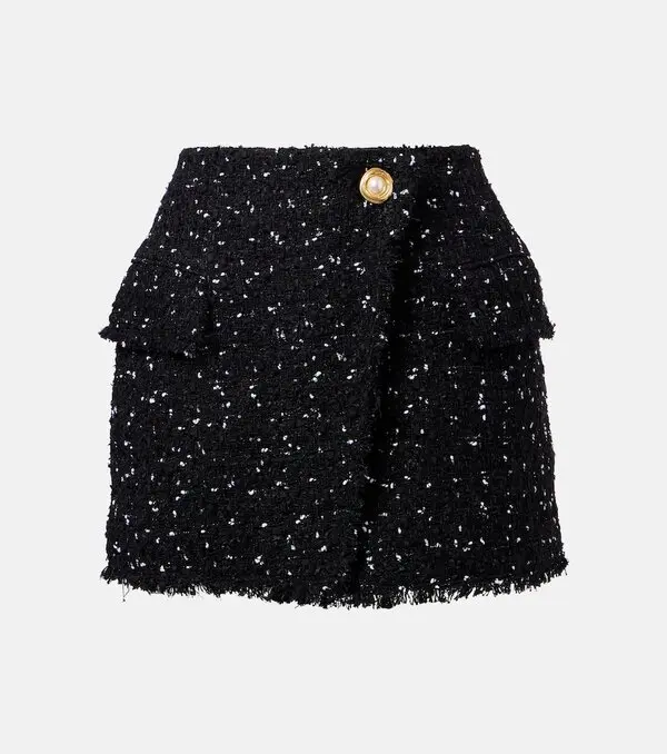 Balmain Polka Dot Tweed Mini Skirt - Black