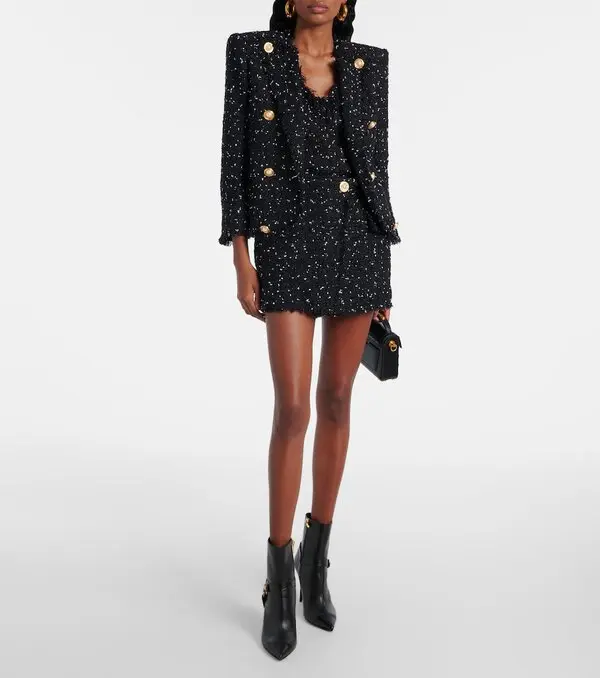 Balmain Polka Dot Tweed Mini Skirt