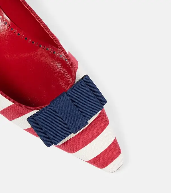 Manolo Blahnik Reador" Striped Ballet Flats With Bow Detailing