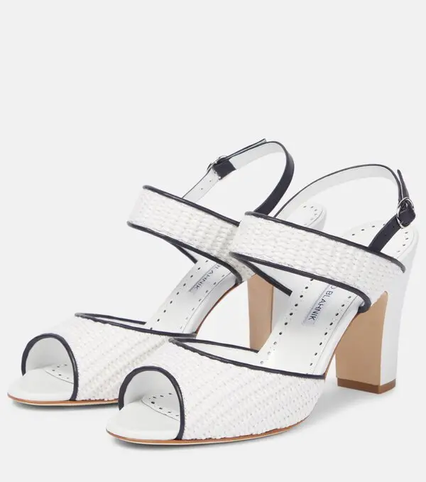 Manolo Blahnik Khiko 90 Raffia Slingback Sandals