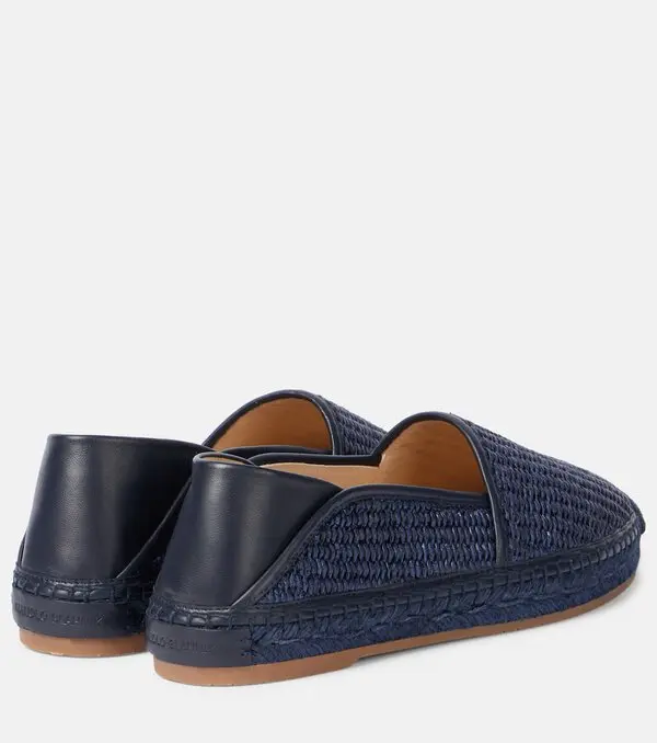 Manolo Blahnik Leather-trimmed Raffia Espadrilles - Blue