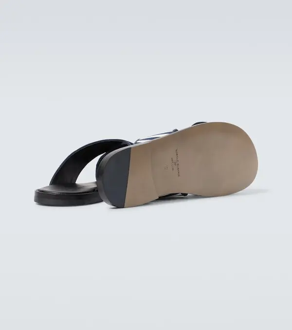 Manolo Blahnik Striped Canvas Slides
