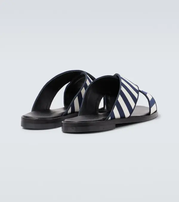 Manolo Blahnik Striped Canvas Slides