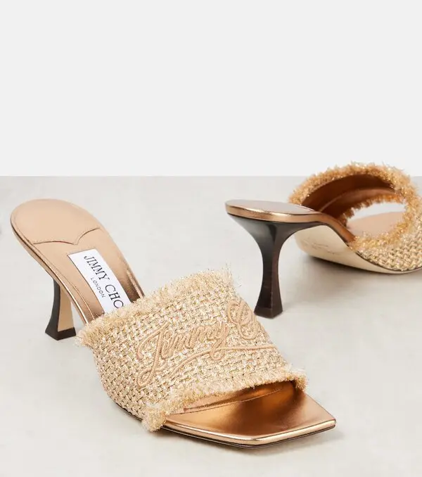JIMMY CHOO Alexia 70 Logo Woven Mules