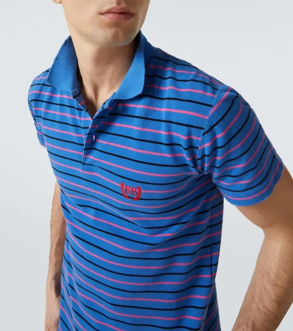Balenciaga Laurel Classic Cotton Pique Polo Shirt - Blue
