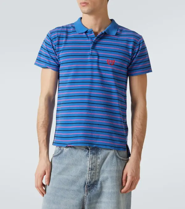 Balenciaga Laurel Classic Cotton Pique Polo Shirt - Blue