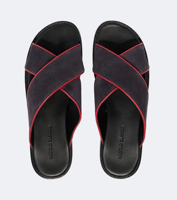 Manolo Blahnik Suede Sandals - Blue
