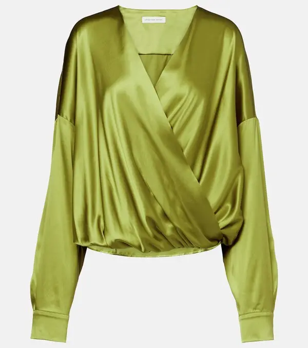 Dries Van Noten Draped Silk-blend Satin Blouse