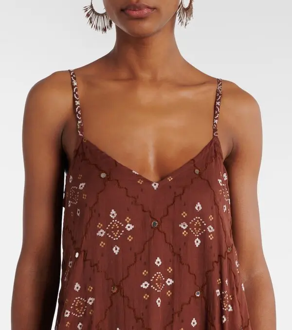 JULIET DUNN Printed Cotton Slip Dress