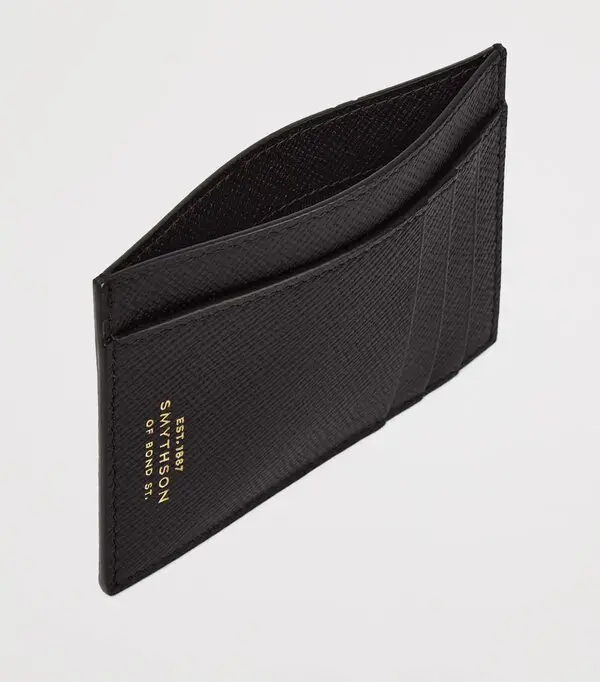 Smythson Panama Leather Compact Card Holder - Black