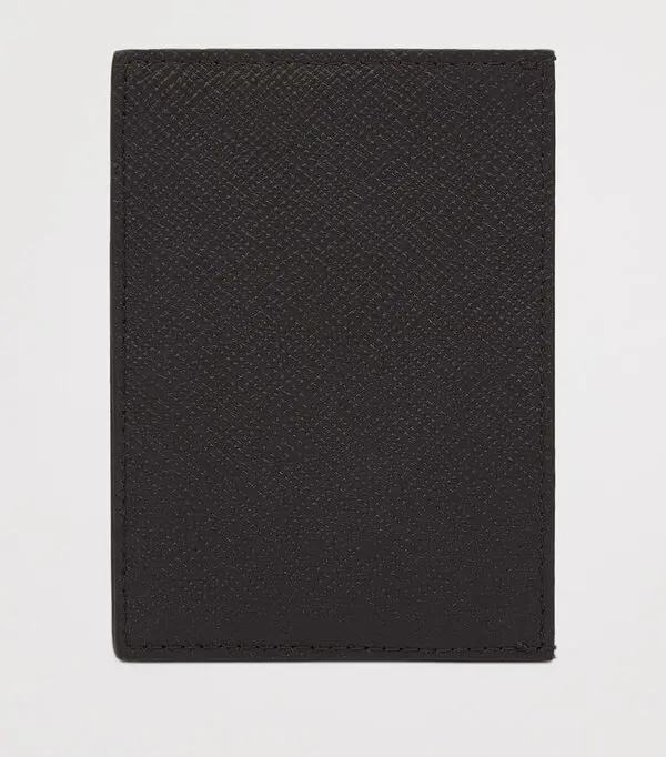 Smythson Panama Leather Compact Card Holder - Black