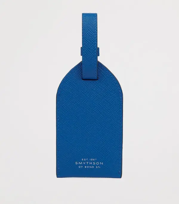 Smythson Panama Leather Luggage Tag - Blue