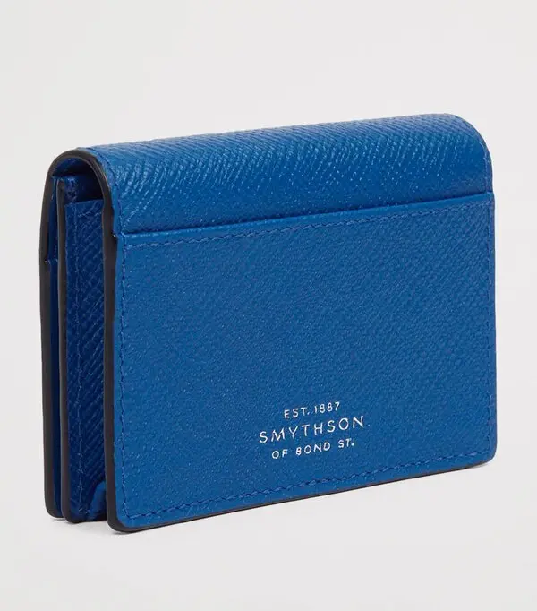 Smythson Panama Leather Folded Card Holder - Blue
