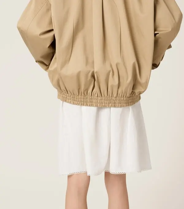 Miu Miu Cotton Chino Blouson Jacket With Logo Detail - Neutral