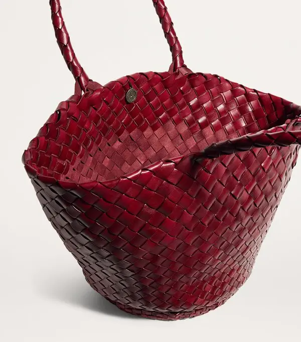 Dragon Diffusion Small Woven Leather Tote Bag - Burgundy