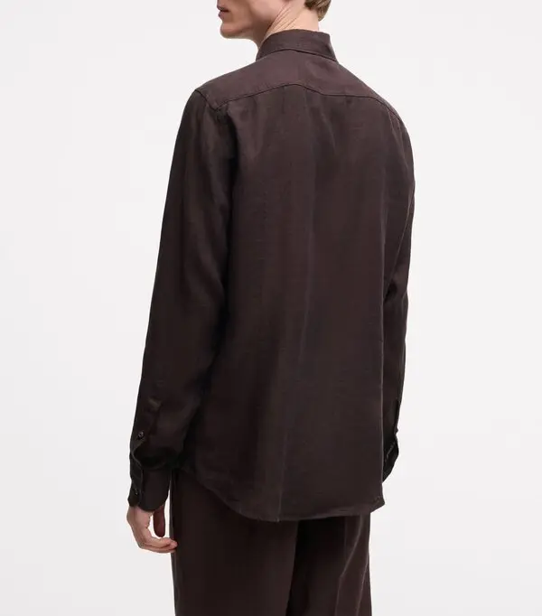 BOSS Linen Slim Shirt - Brown