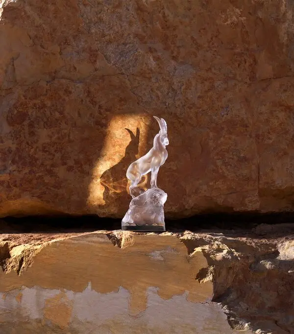 Lalique Crystal Ibex Sculpture