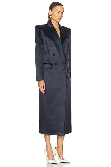 Alex Perry Oversized Duchess Satin Coat - Navy