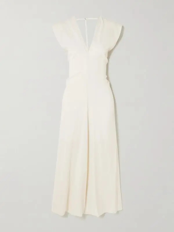 ST. AGNI Draped Crepe Maxi Dress - Neutrals
