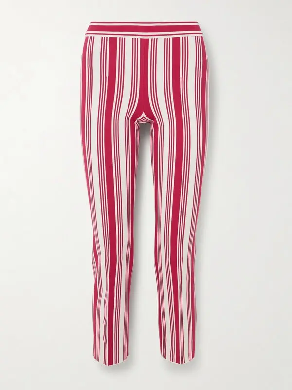 HIGH SPORT Louis Cropped Striped Cotton-blend Straight-leg Trousers - Red