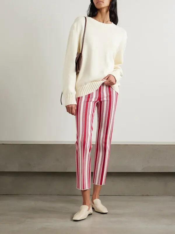 HIGH SPORT Louis Cropped Striped Cotton-blend Straight-leg Trousers