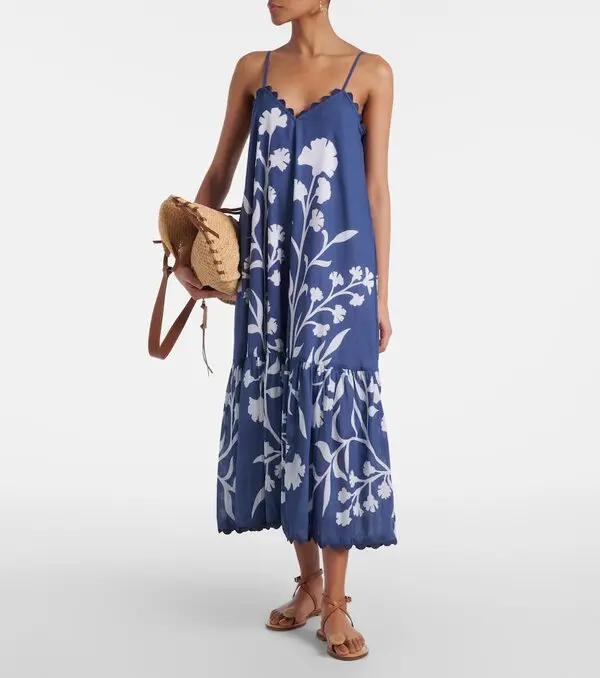 JULIET DUNN Printed Cotton Maxi Dress