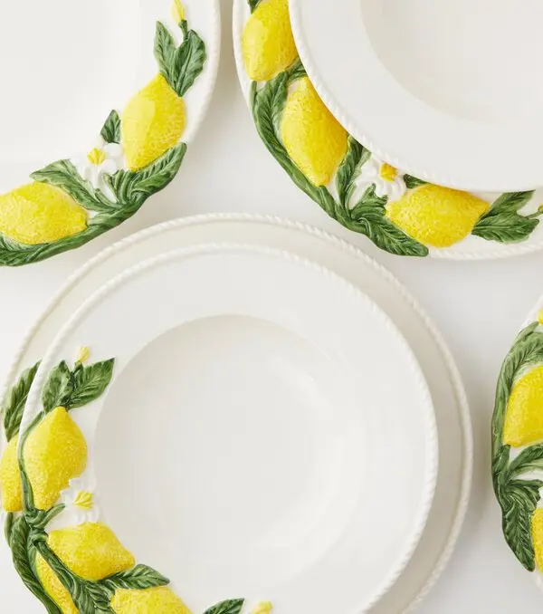 LES-OTTOMANS Lemon Set Of 4 Ceramic Soup Plates