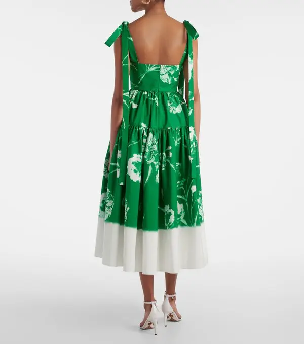 Erdem Floral Cotton Poplin Midi Dress