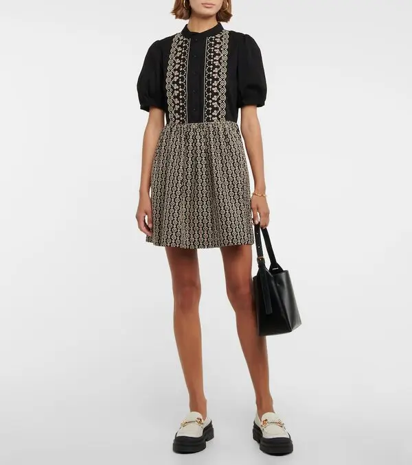 See By Chloé Embroidered Cotton Mini Dress