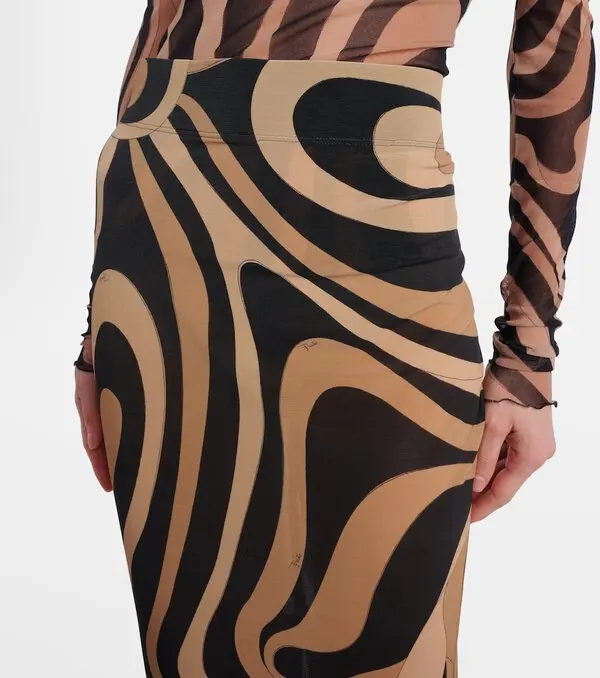 Emilio Pucci Printed Semi-sheer Maxi Skirt