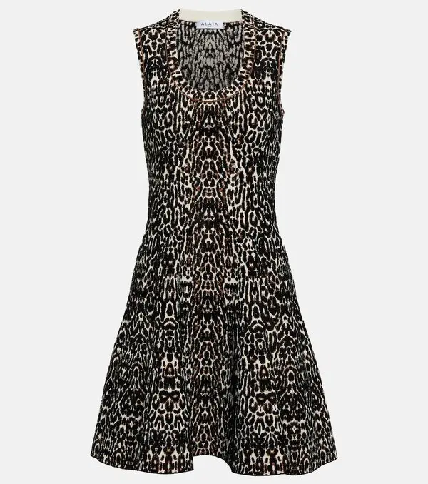 Alaïa Leopard-print Jacquard Minidress - Multicoloured