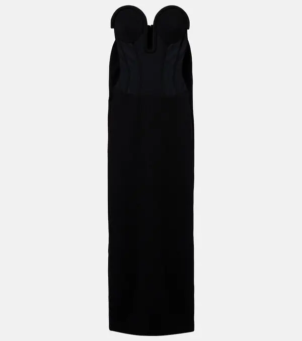 JEAN PAUL GAULTIER Crepe And Tulle Corset Maxi Dress - Black