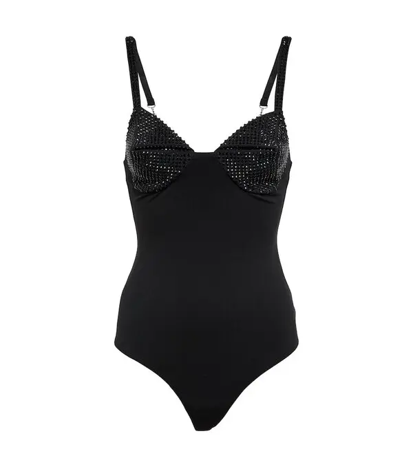 AREA Embellished Jersey Bodysuit