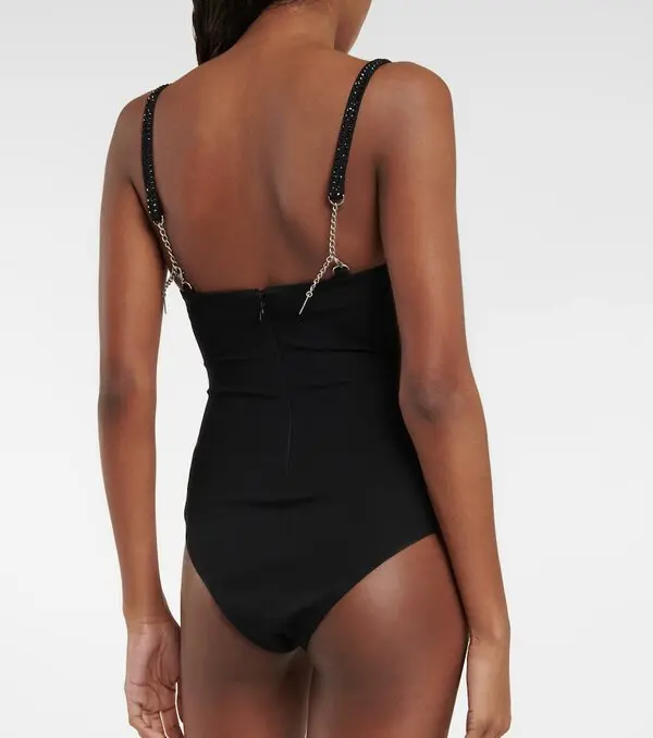 AREA Embellished Jersey Bodysuit