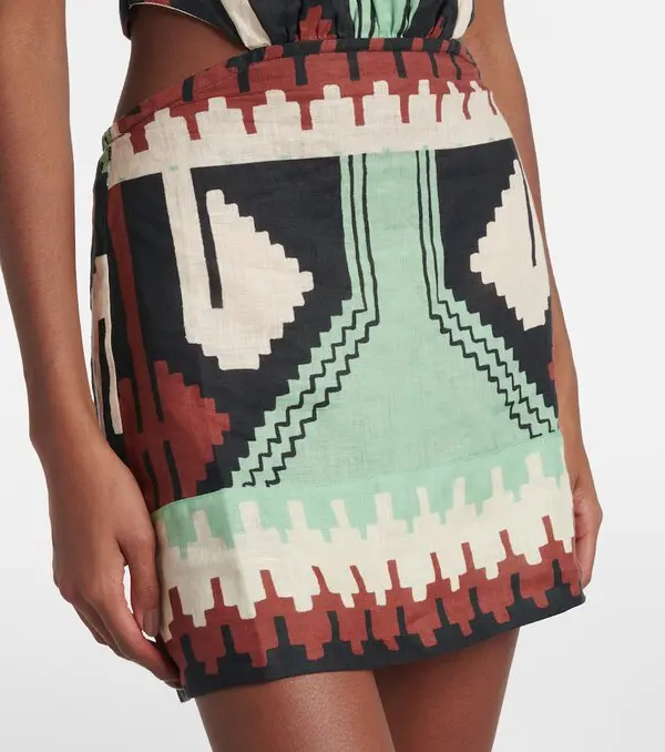 Johanna Ortiz Printed Halterneck Linen Mini Dress