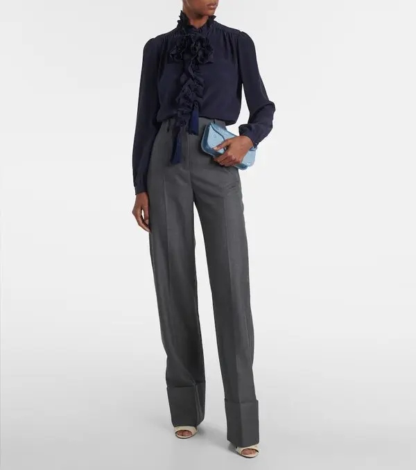 Valentino Garavani High-rise Wool Straight Leg Trousers