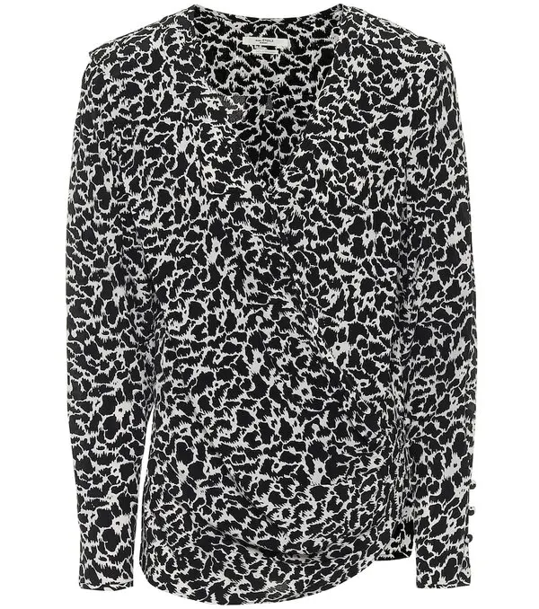 MARANT ETOILE Isabel Printed Wrap Blouse - Black