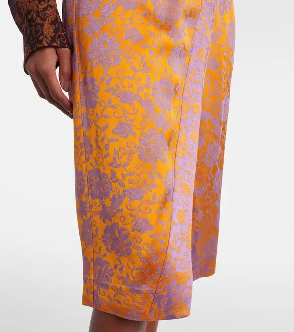 Dries Van Noten Floral Satin Jacquard Midi Skirt