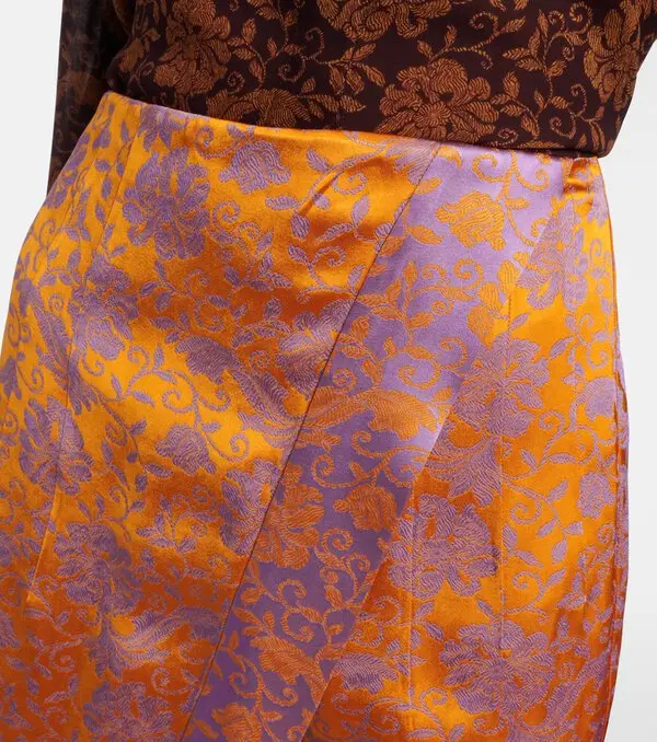 Dries Van Noten Floral Satin Jacquard Midi Skirt