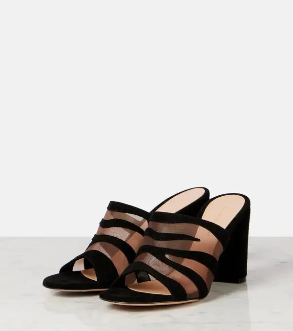 GIANVITO ROSSI Suede And Mesh Mules